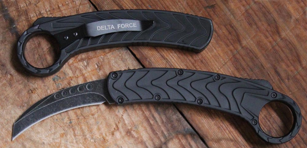 Ohio Knife and Tool: Delta Force Reverse Grip Karambit OTF Knife