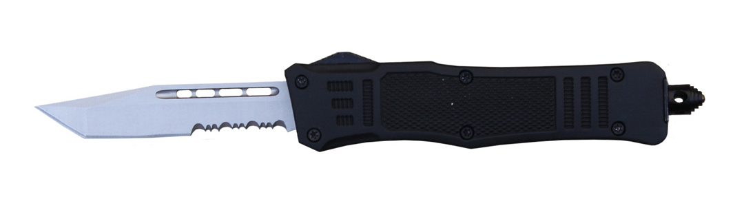 Ohio Knife and Tool: Delta Force - OTF Tanto Blade Black Medium Serrated