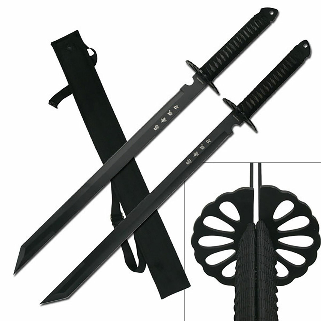 Ohio Knife and Tool: HK-6183 - Two piece Black 28" Ninja Sword Set