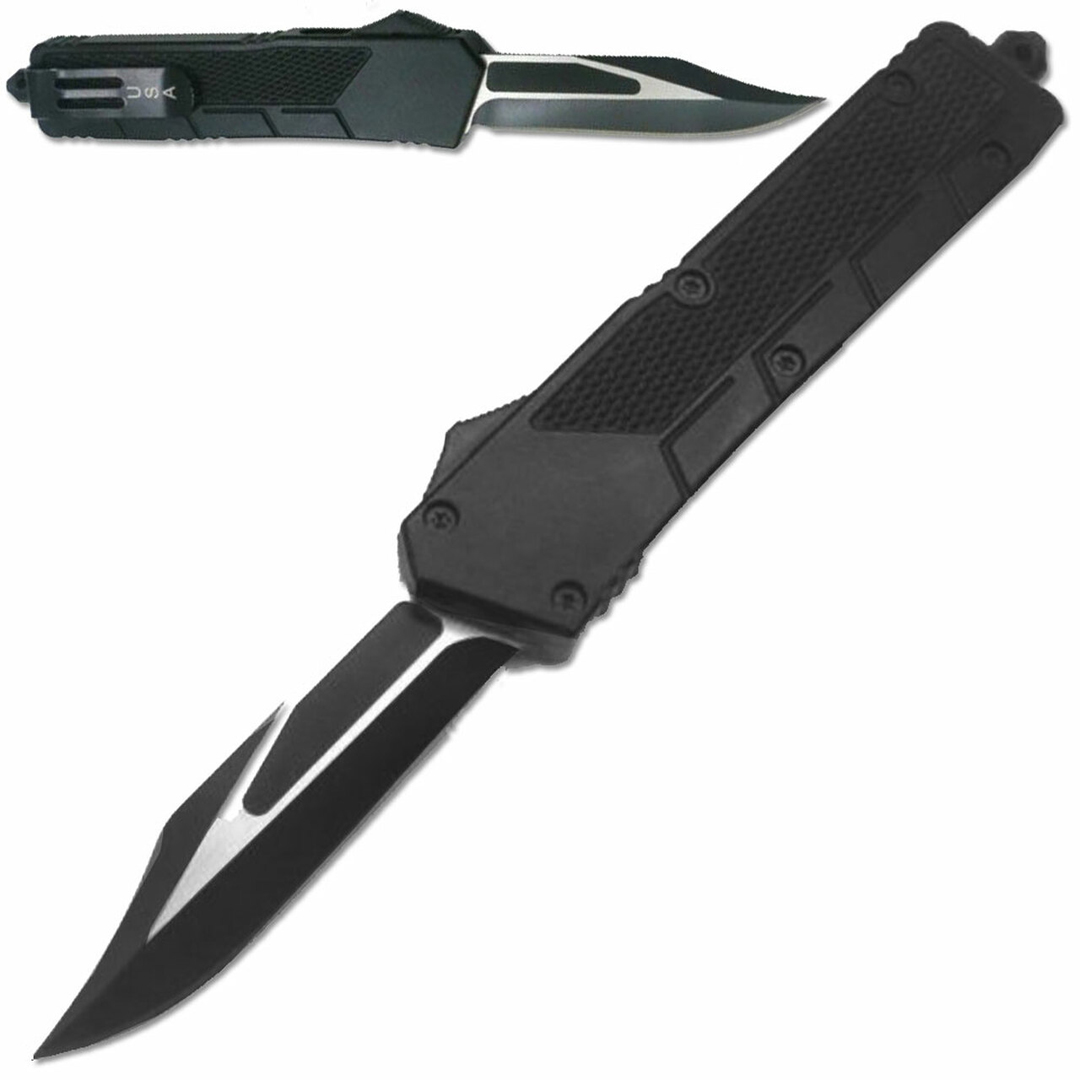 Ohio Knife and Tool: LOTF201DP - Full Size Black OTF Drop Pt with Glass ...